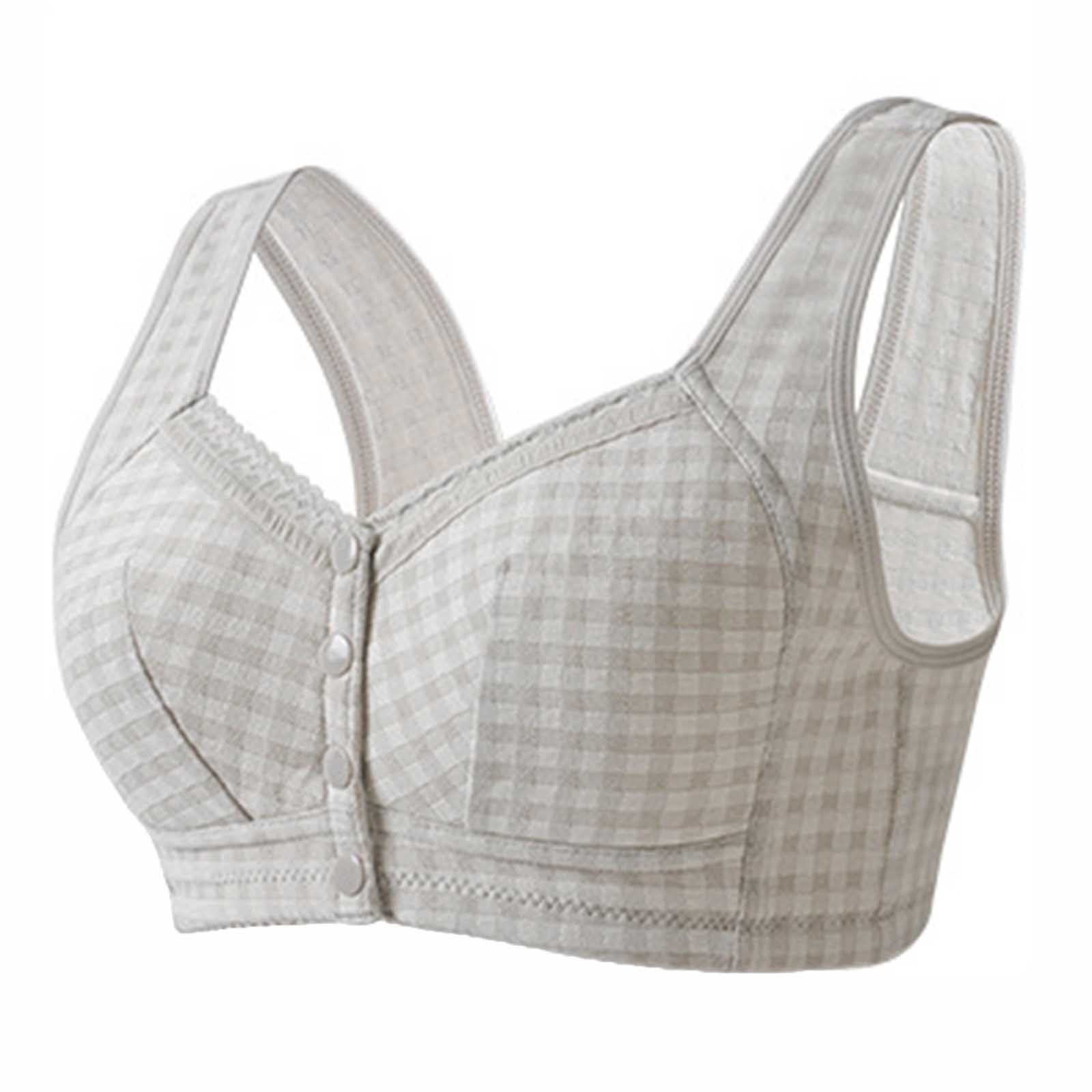 Front Closure Plaid Bras for Women Lace Trim Comfort Wireless Full ...