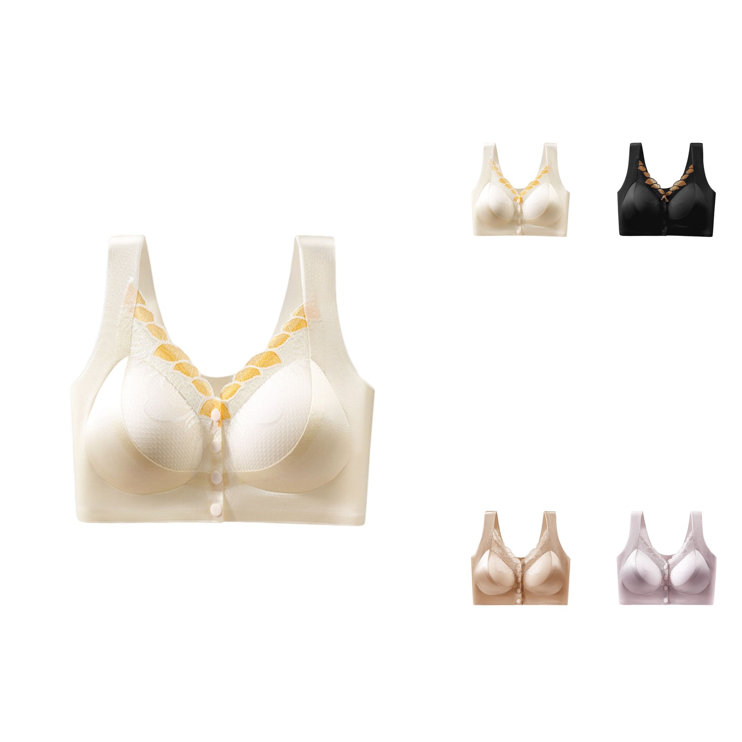 Front Closure Push Up Underwire Bra for Women – Seamless, Thick Padded ...