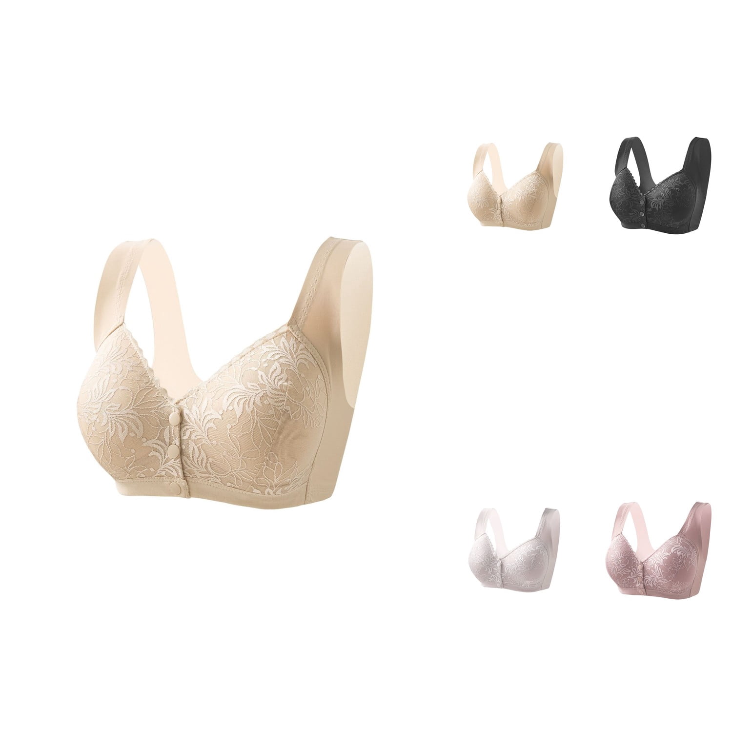 Front Closure Wireless Bra for Women â Comfortable Lace Non- T-Shirt ...