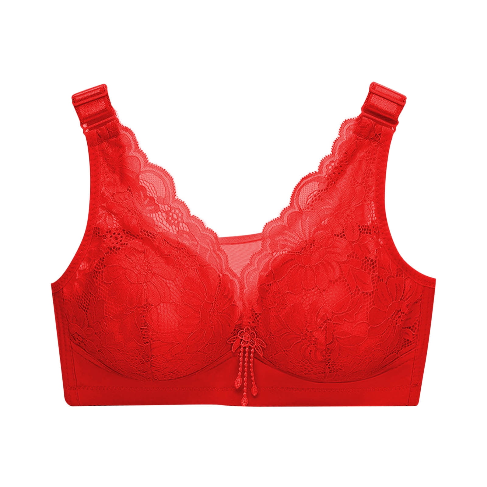 Front Closure Wireless Lace Bra for Women Longline Padded Push up ...