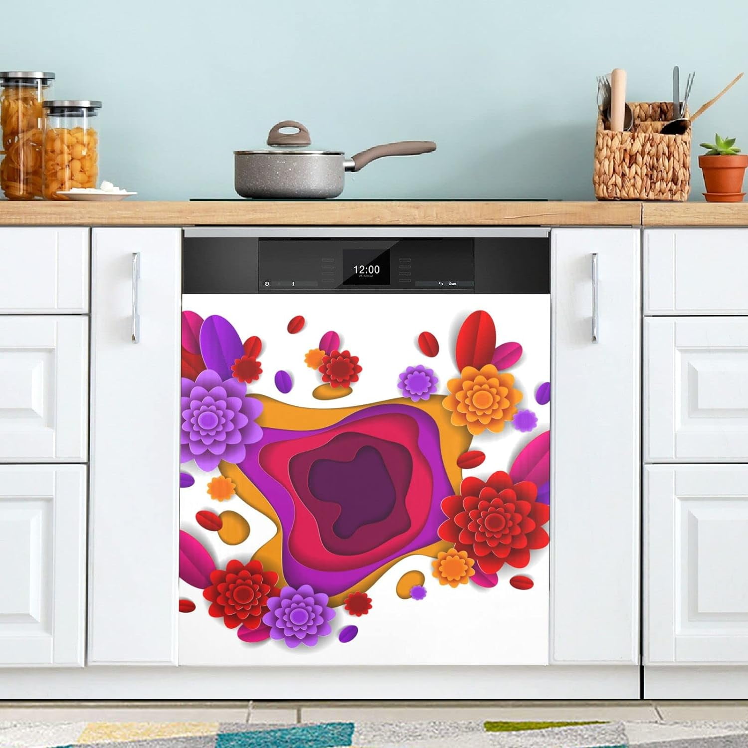 Front Dishwasher Magnet Sticker Cover Decorative Appliances Stickers 3D ...