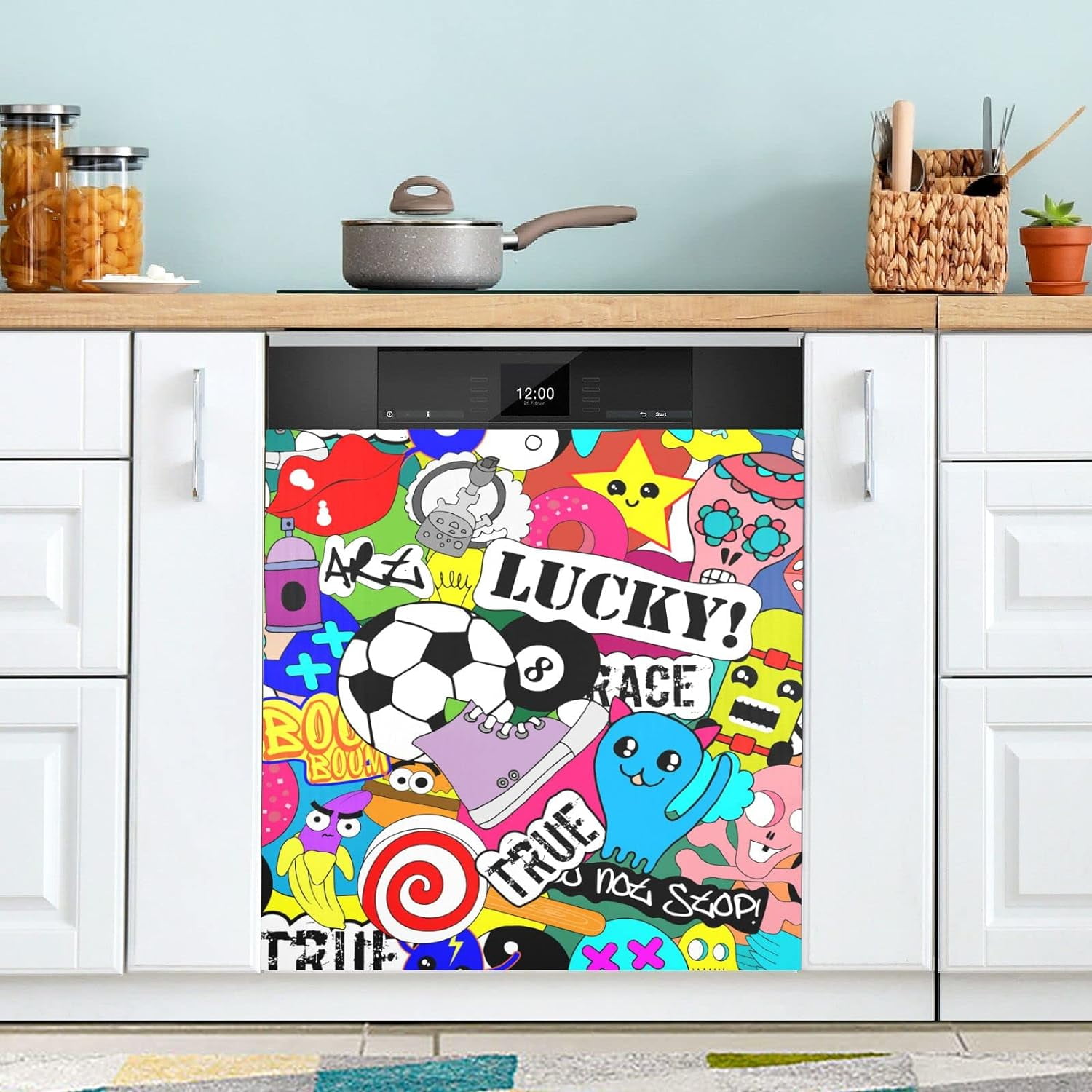 Front Dishwasher Magnet Sticker Cover Decorative Appliances Stickers ...