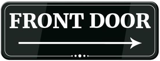 Front Door Arrow Right Sign 10"X3" Black White Acrylic - Self Stick ...