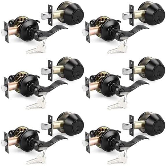 Front Door Entry Lever Lockset, Single Cylinder Deadbolt Combination ...