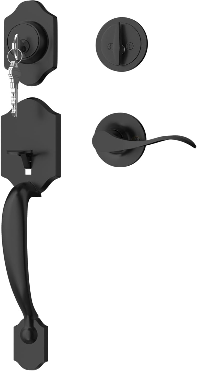 The Front Door Handle and Deadbolt Set, Black Front Door Lock Set with ...