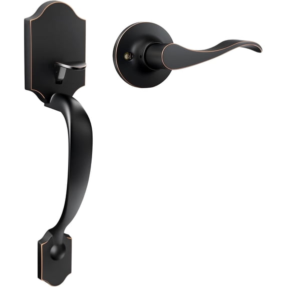 Front Door Handle Oil-Rubbed Bronze, Entry Door Lock and Reversible ...
