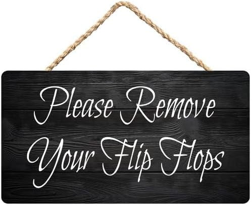 Front Door Home Signs - Please Remove Your Flip Flops - Rustic Wooden ...