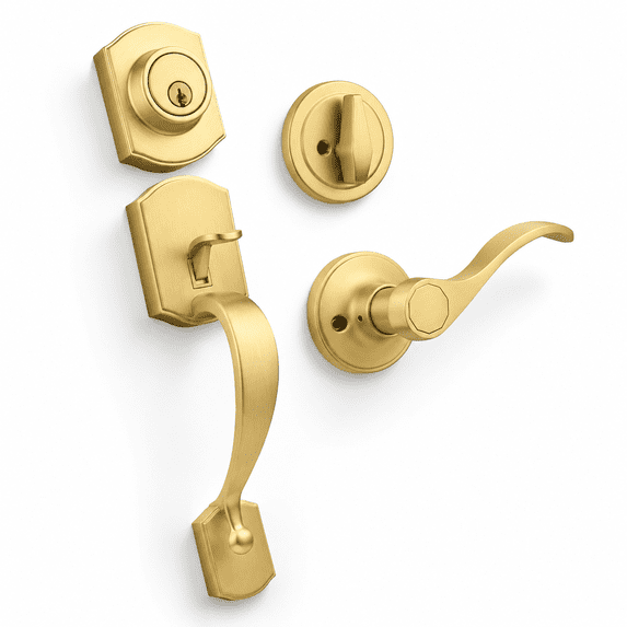 Front Door Lock Set Brushed Exterior Handle Entry Locksets With ...