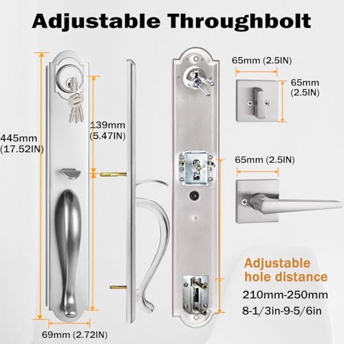 Front Door Lock Set, Brushed Nickel Keyed Entry Door Lock Set with ...