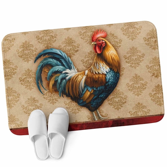 Front Door Mat 15.7"x23.6", Farm Rooster Non Slip Backing & Low Profile ...