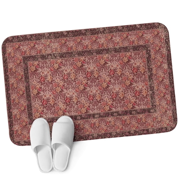 Front Door Mat 15.7"x23.6", Red Boho Non Slip Backing & Low Profile ...