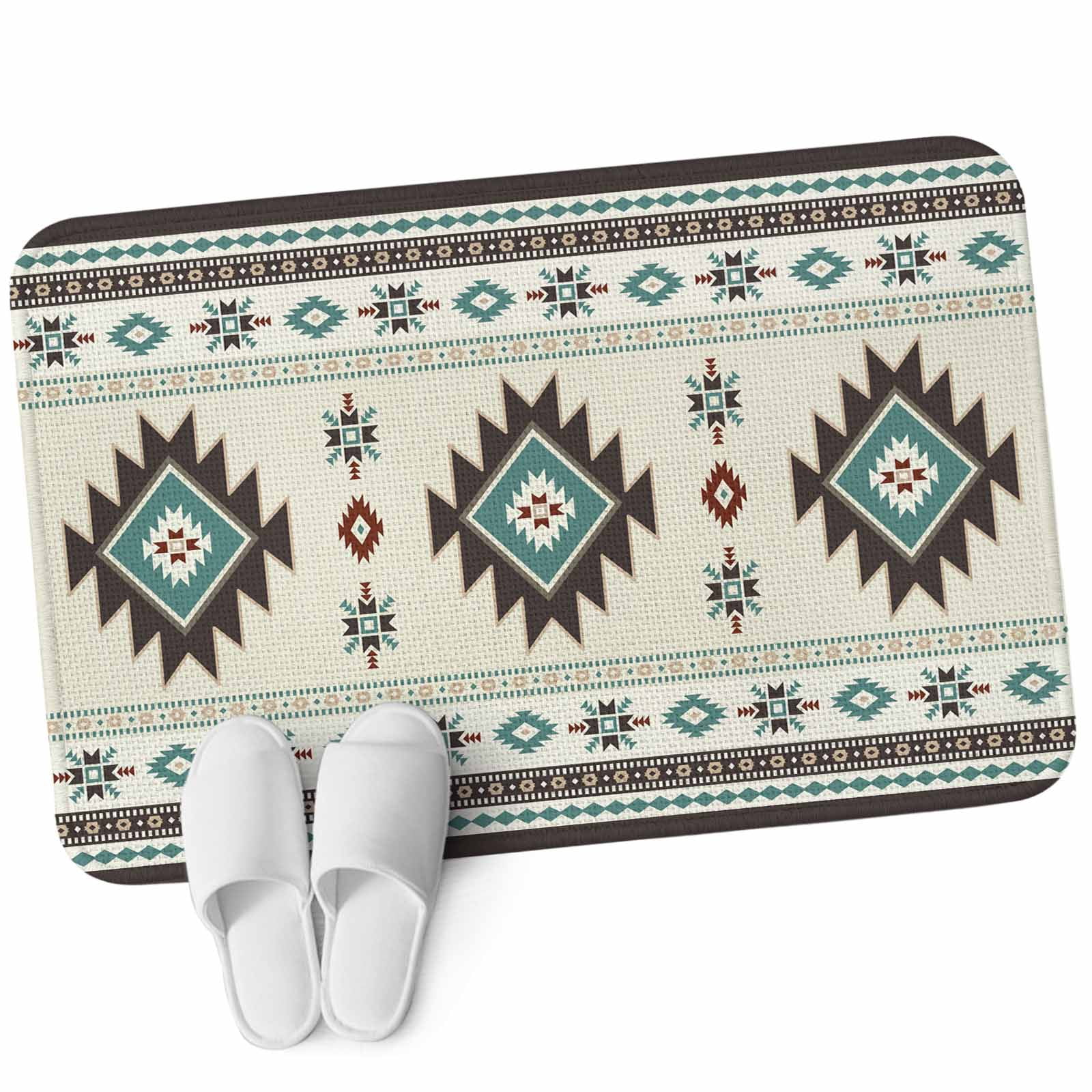 Front Door Mat 19.7"x31.5", Southwest Ethnic Non Slip Backing & Low ...
