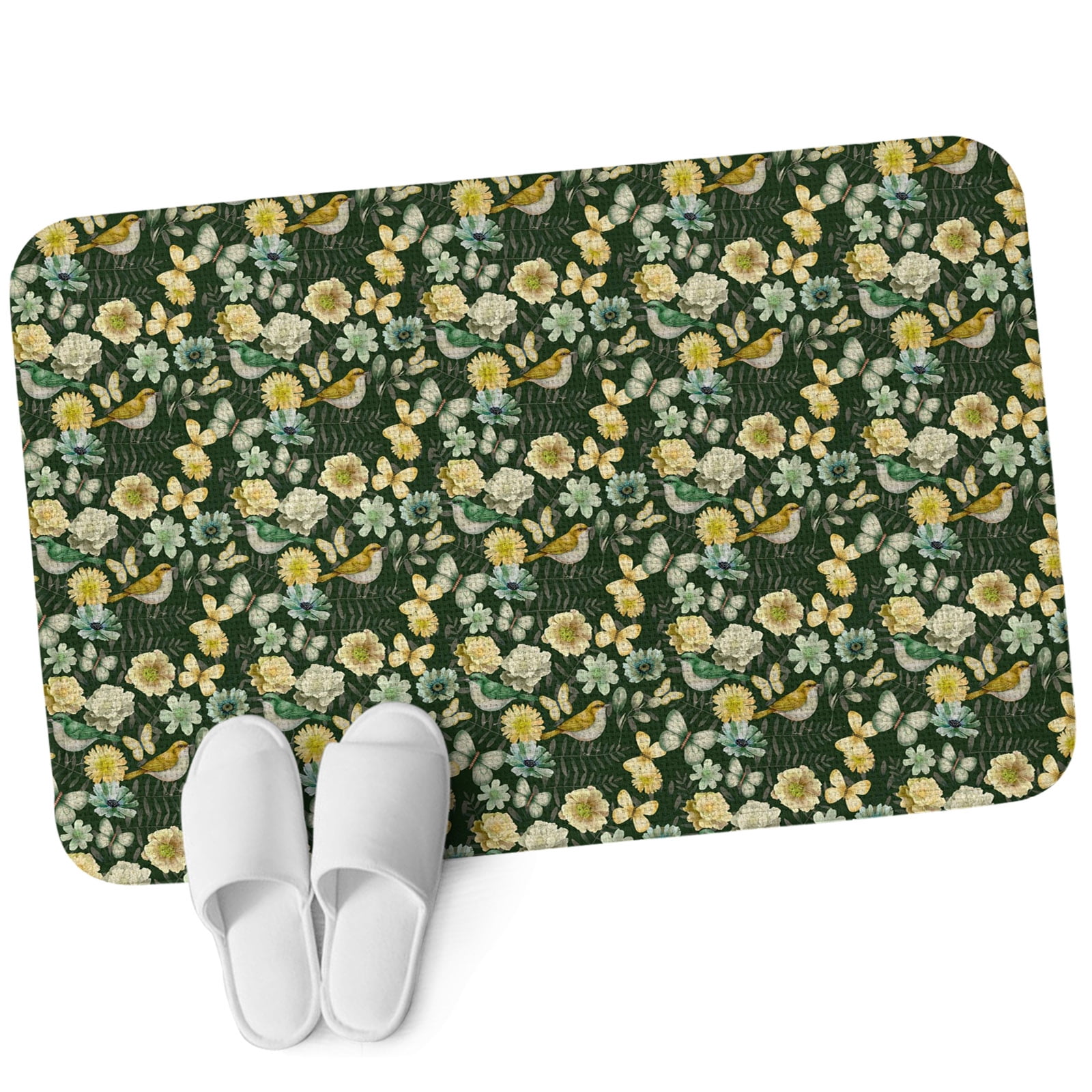 Front Door Mat 19.7"x31.5", Vintage Flower Non Slip Backing & Low ...
