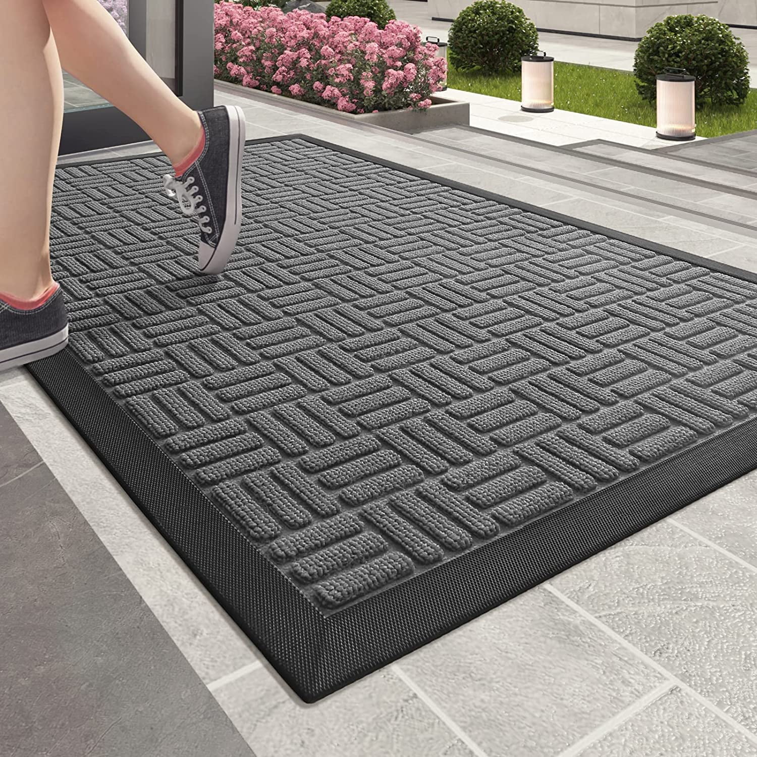 Front Door Mat 24''x35'' Thick Rubber Rug Non Slip Entryway Floor Mat ...
