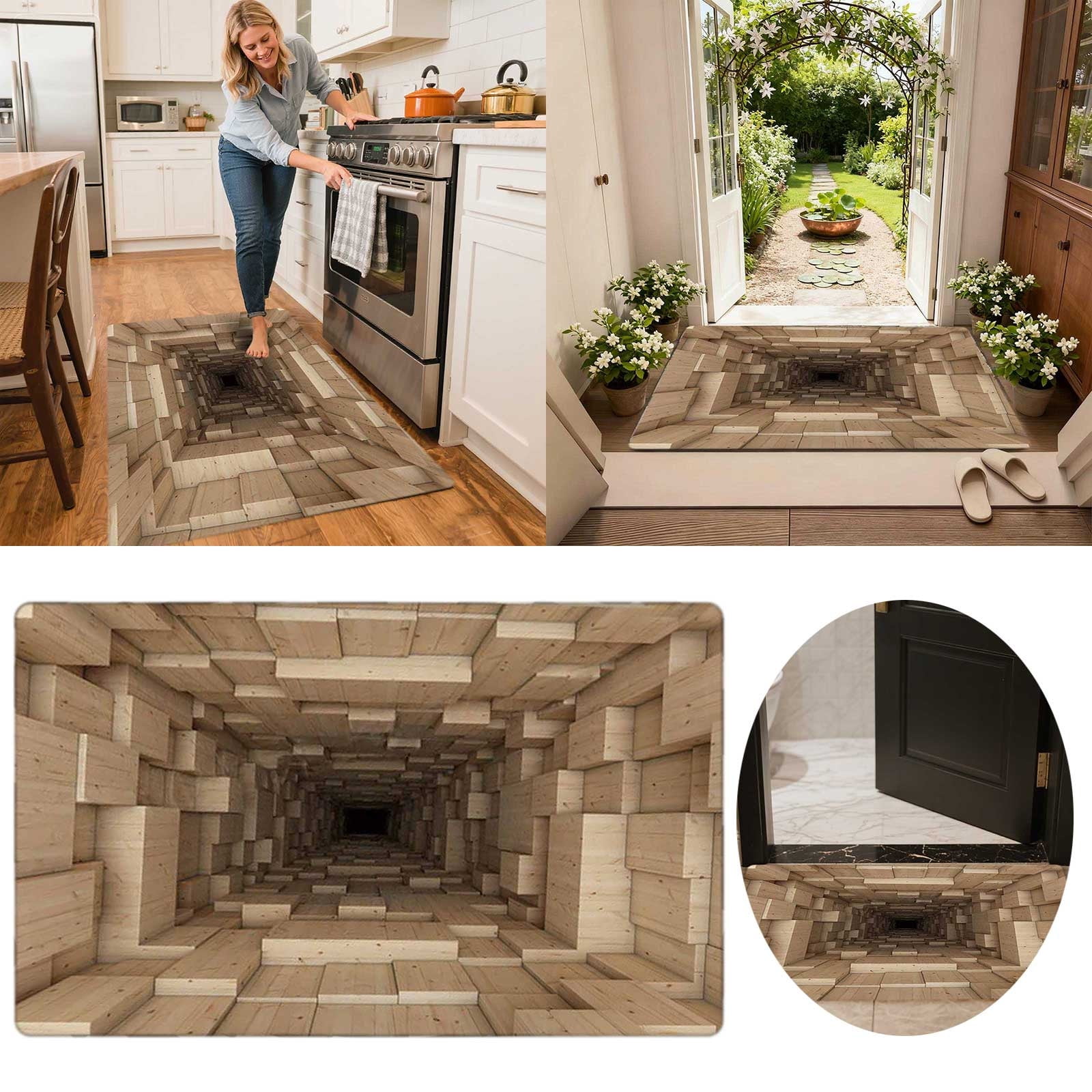 Front Door Mat, 3D Optical Illusion All-Weather Doormat, Optical ...