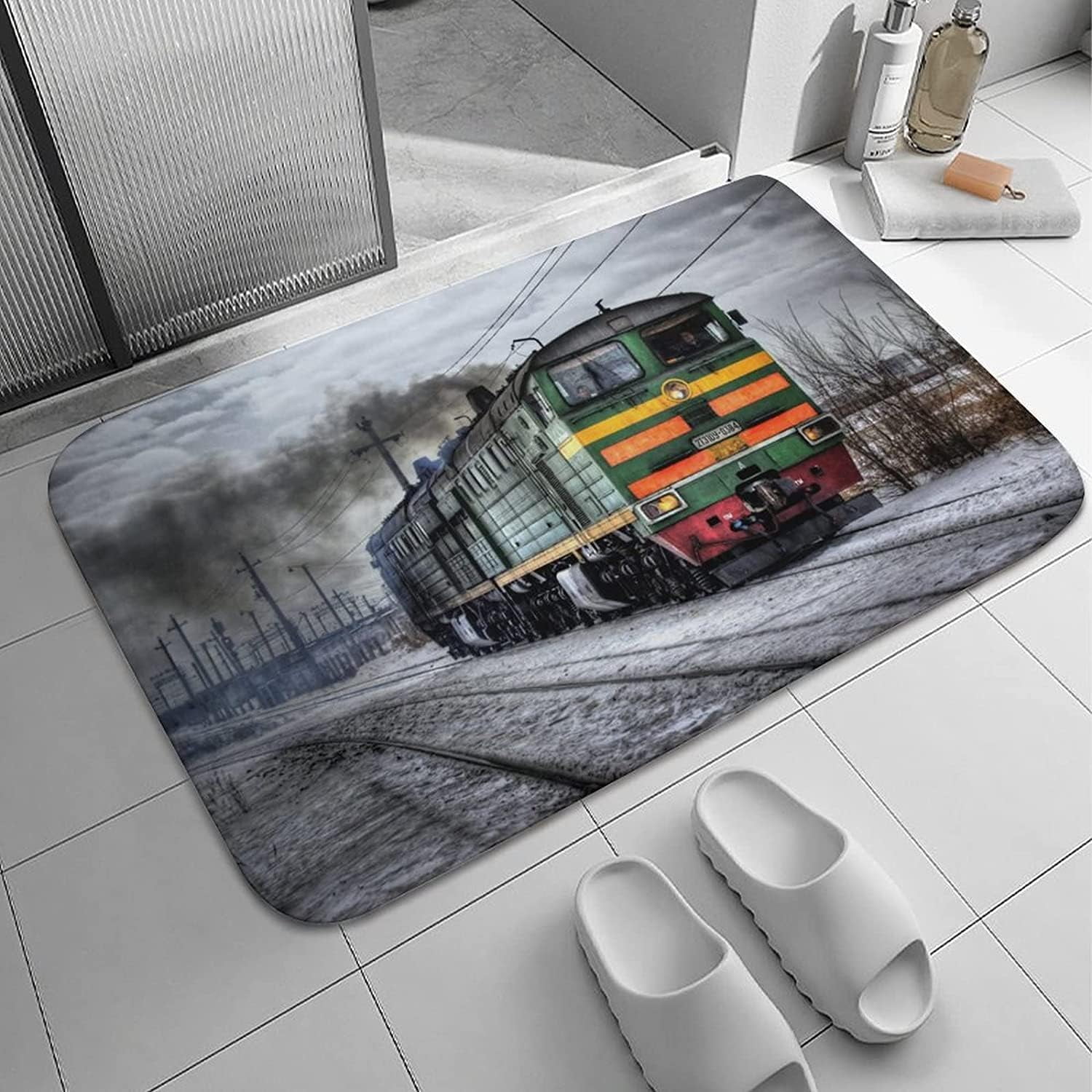 Front Door Mat Christmas The Train Bath Rugs Absorbent Floor Mat ...