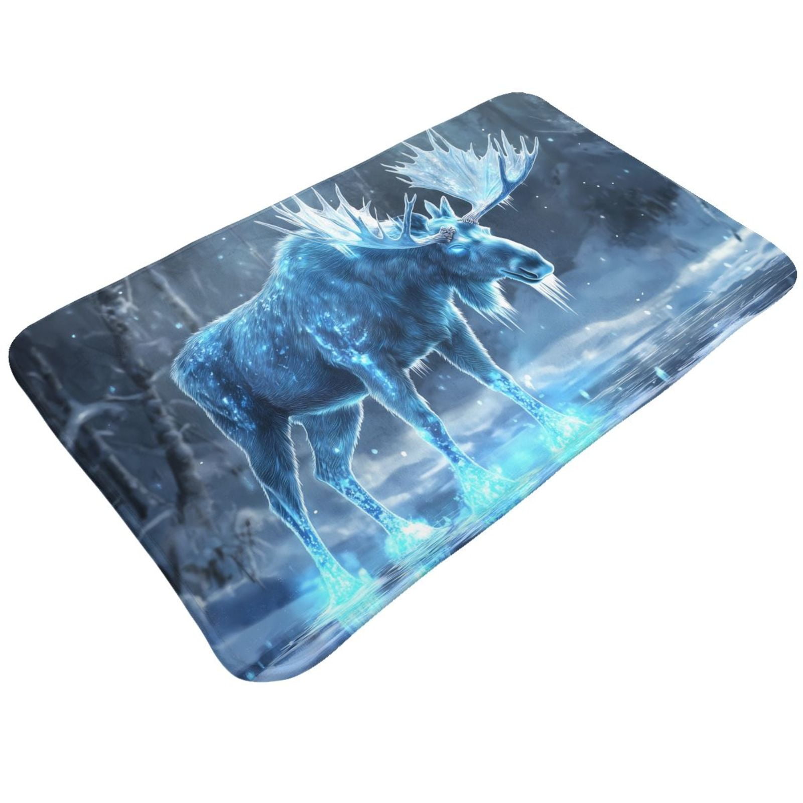 Front Door Mat, Frozen Blue Mystic Moose Indoor Mats for Bedroom ...