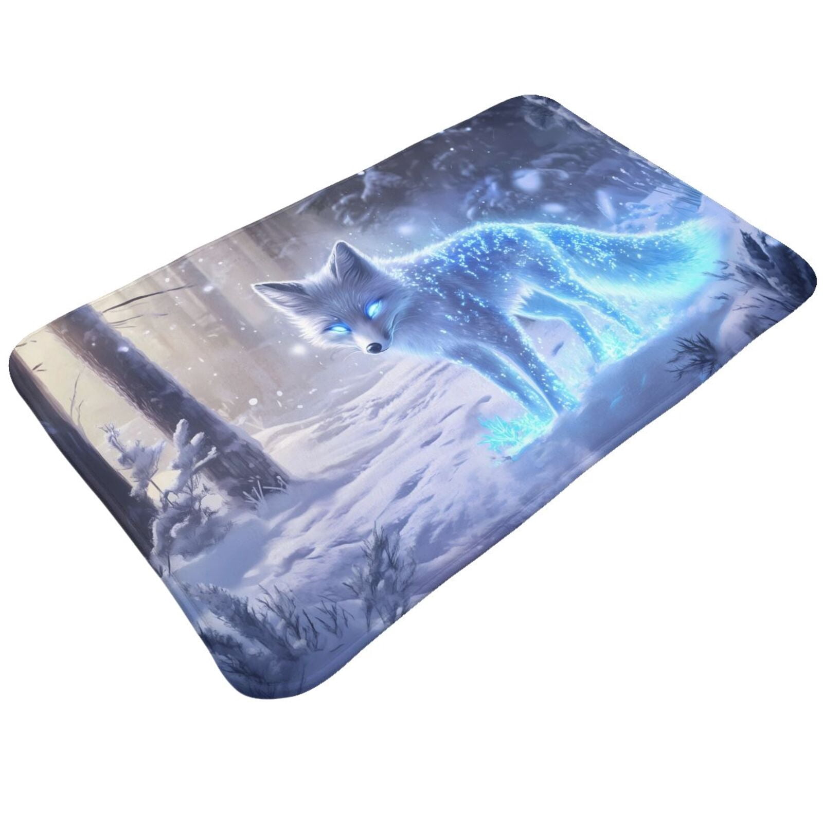 Front Door Mat, Glowing Winter Arctic Fox Indoor Mats for Bedroom ...