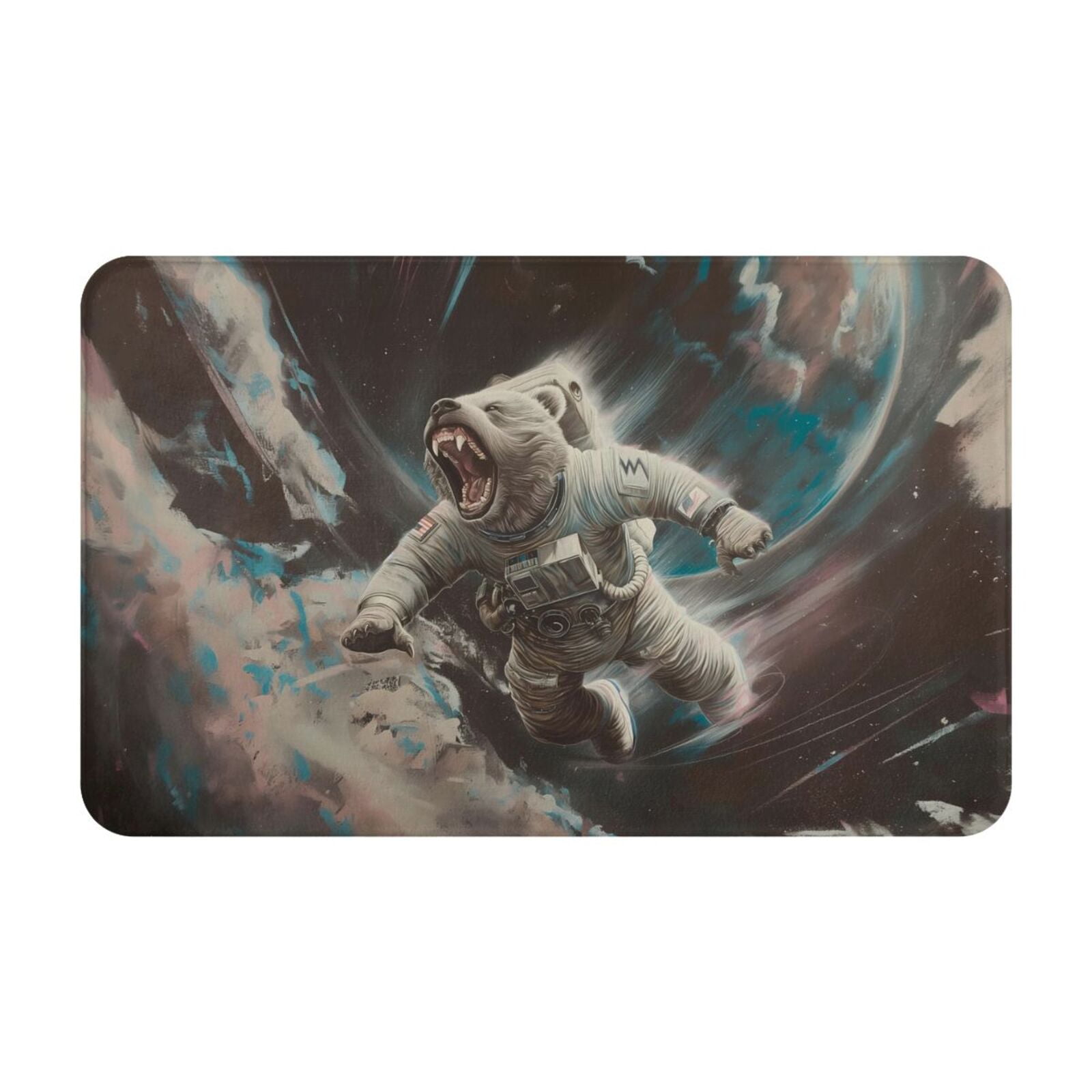 Front Door Mat Indoor Entrance, Astronaut Polar Bear Roar 31.5x20 Non ...