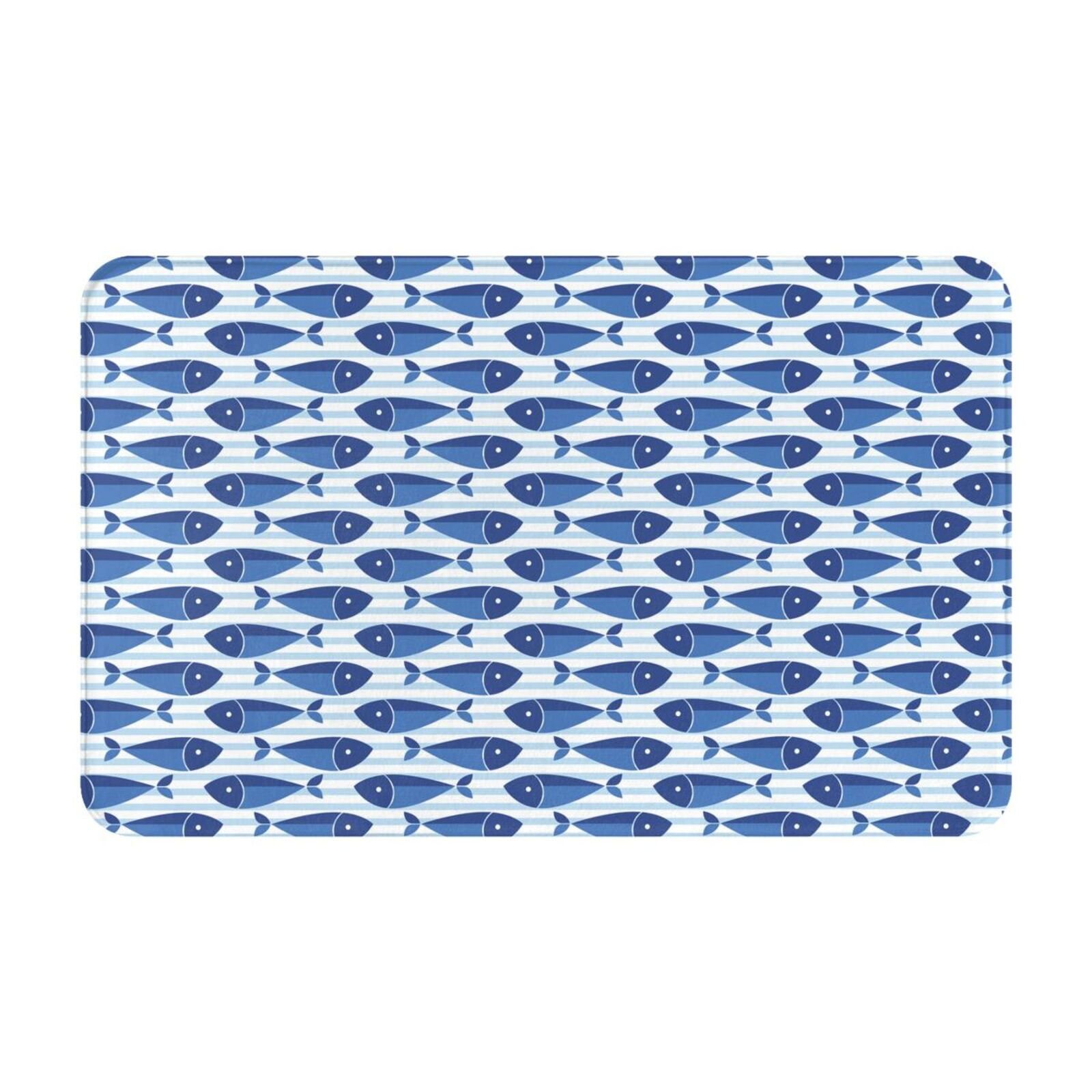 Front Door Mat Indoor Entrance, Blue Fish 31.5x20 Non-Slip Washable ...