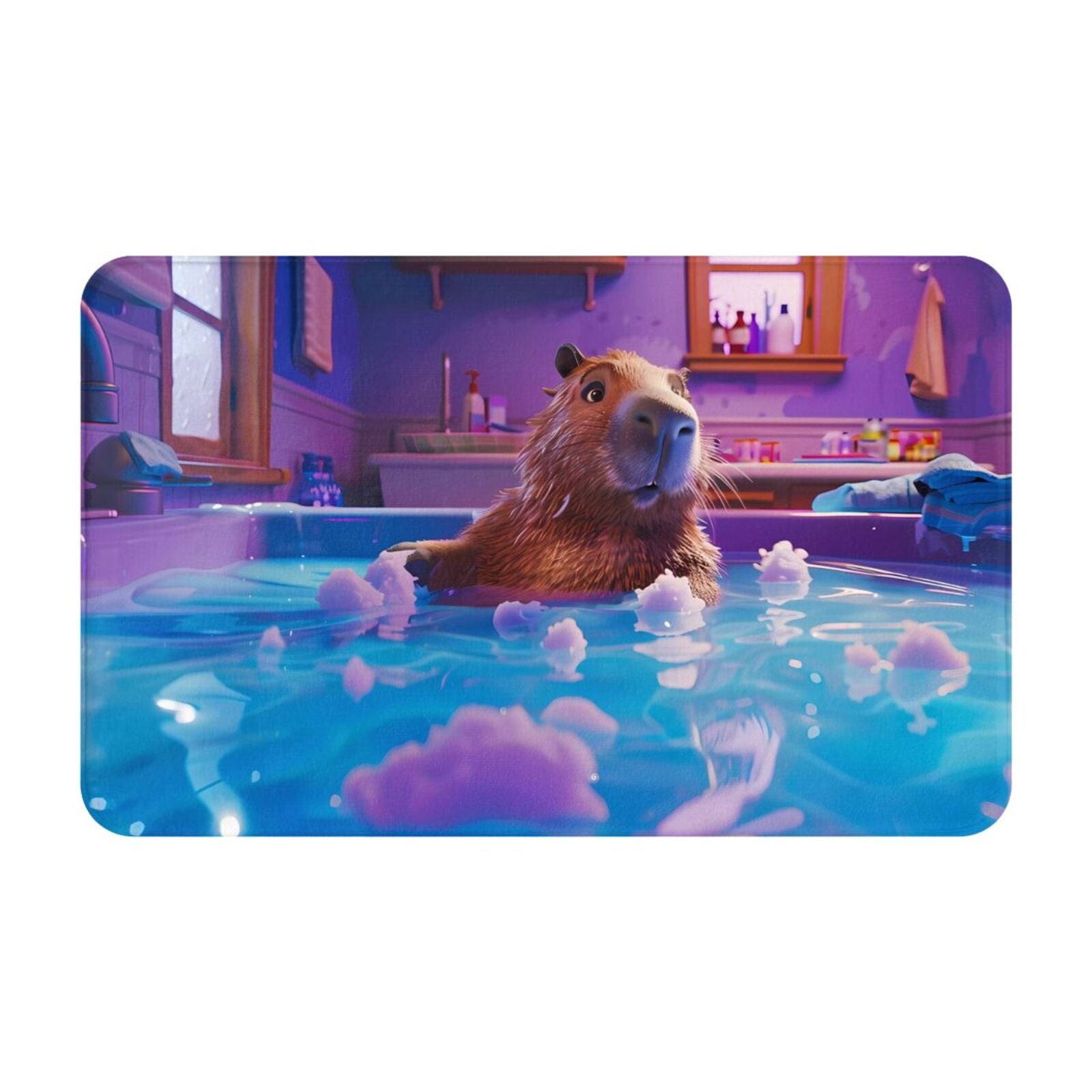 Front Door Mat Indoor Entrance, Capybara Bathtub Fun 31.5x20 Non-Slip ...