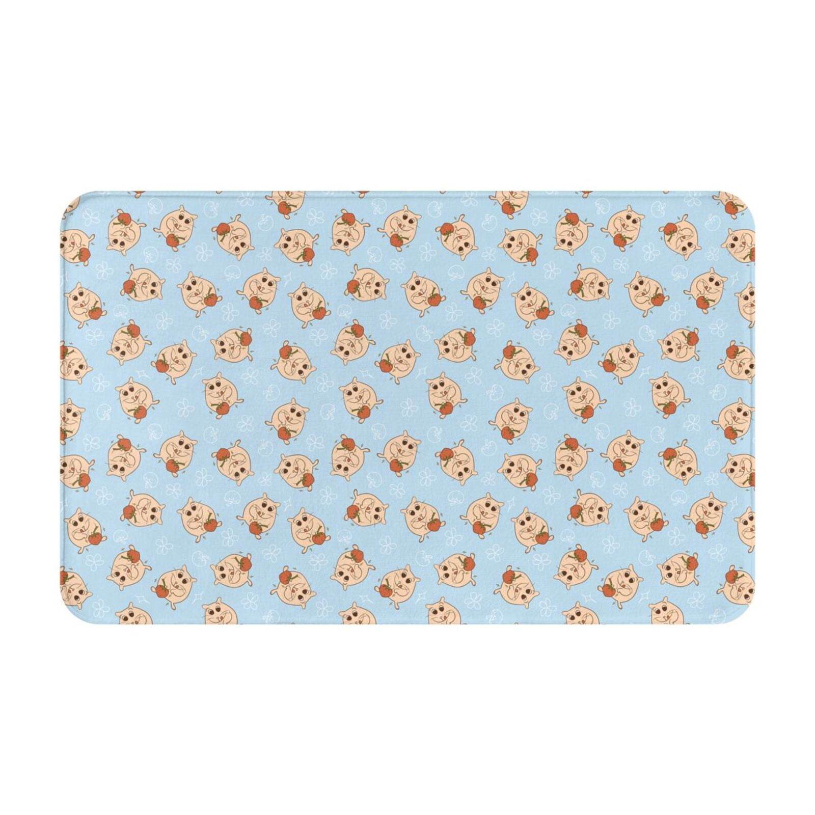 Front Door Mat Indoor Entrance, Cartoon Cute Hamster Strawberry 31.5x20 ...