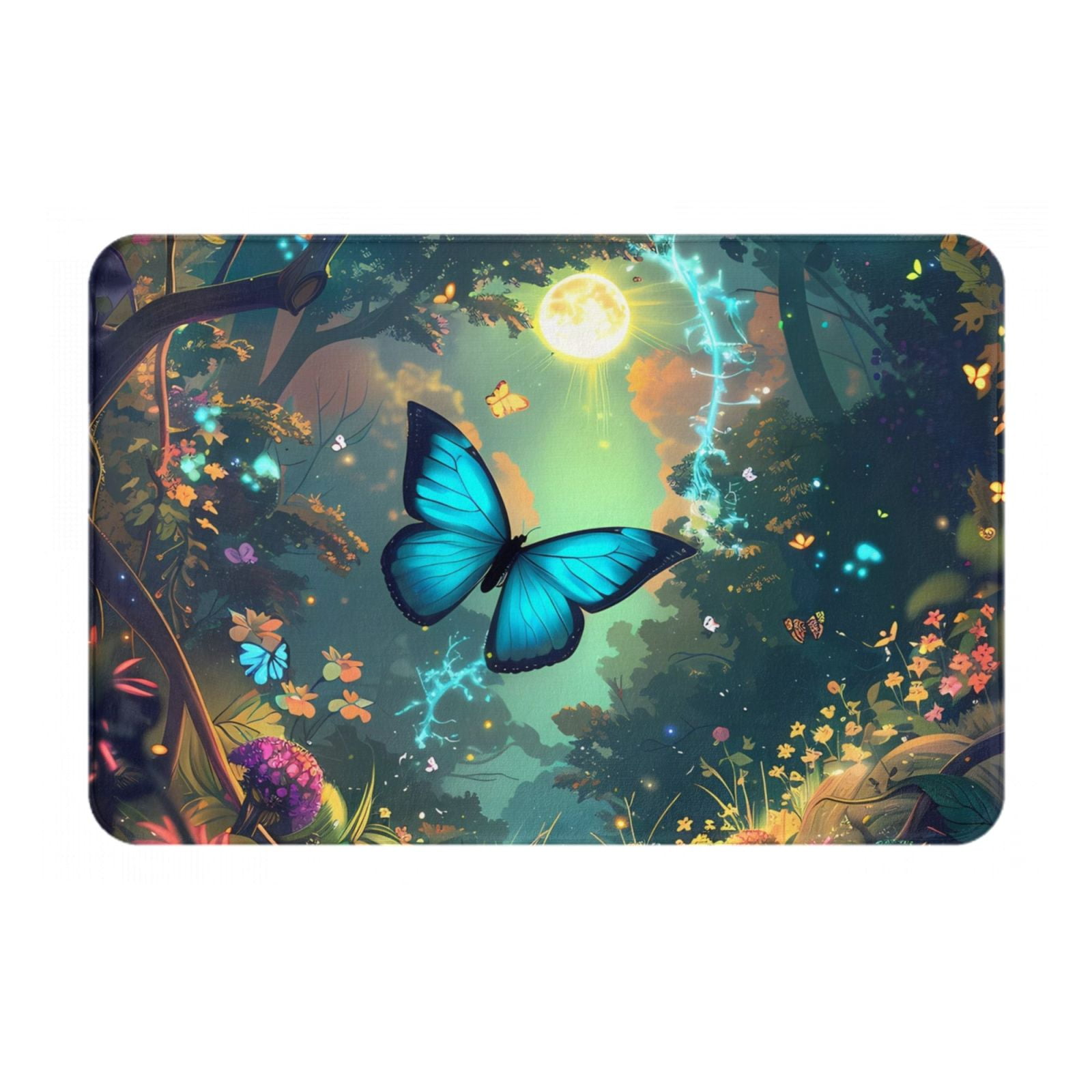 Front Door Mat Indoor Entrance - Enchanted Forest Butterfly A 16x24 Non ...