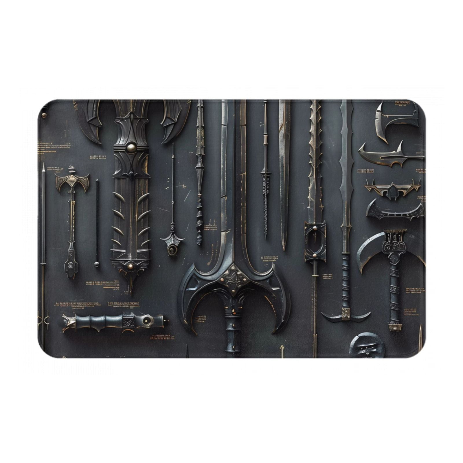 Front Door Mat Indoor Entrance - Fantasy Medieval Weaponry 16x24 Non ...