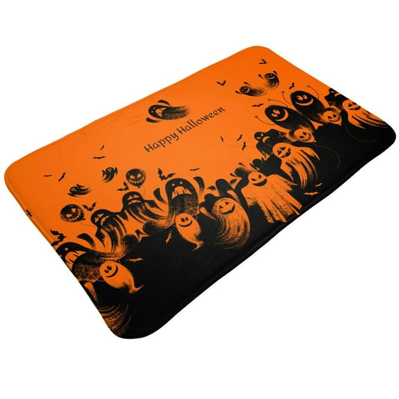 Front Door Mat Indoor Entrance - Halloween Orange Ghost 20x31.5 Non ...