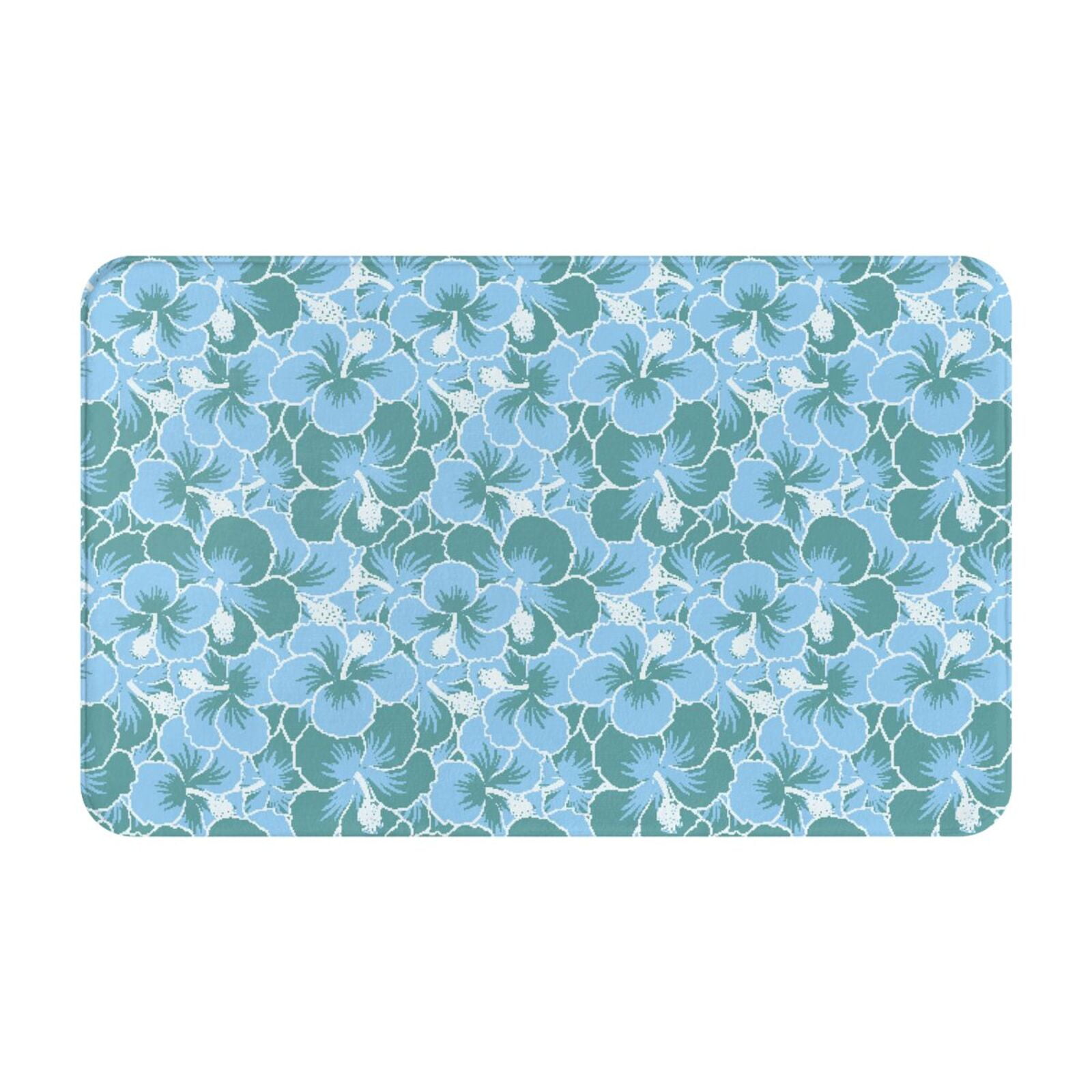 Front Door Mat Indoor Entrance, Lightblue Flower 31.5x20 Non-Slip ...