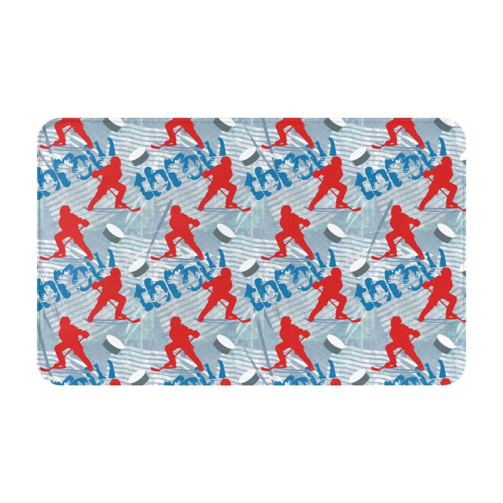Front Door Mat Indoor Entrance, Red Hockey Player Print Cool 31.5x20 ...
