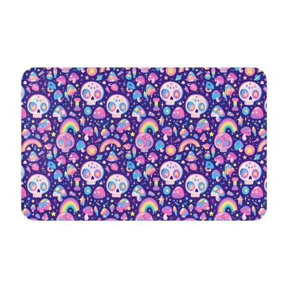 Front Door Mat Indoor Entrance, Skull Mushroom Rainbow 31.5x20 Non-Slip ...
