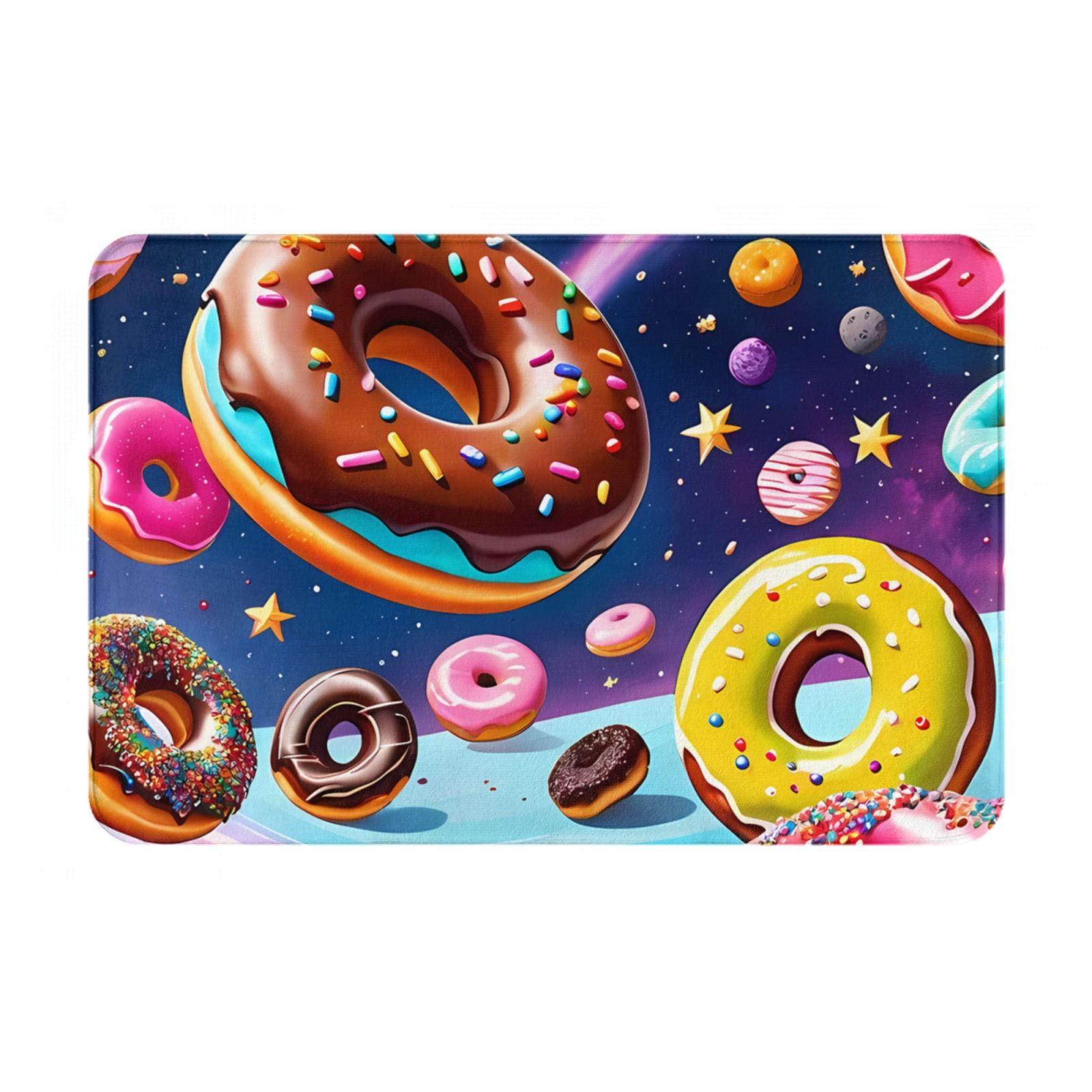 Front Door Mat Indoor Entrance - Space Colorful Donut 16x24 Non-Slip ...