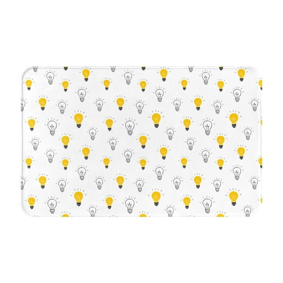 Front Door Mat Indoor Entrance, White Light Bulb Print 31.5x20 Non-Slip ...