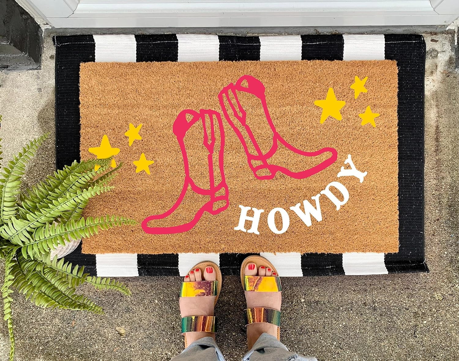 Front Door Mat Indoor Howdy Boots Doormat, Doormat, Welcome Mat ...