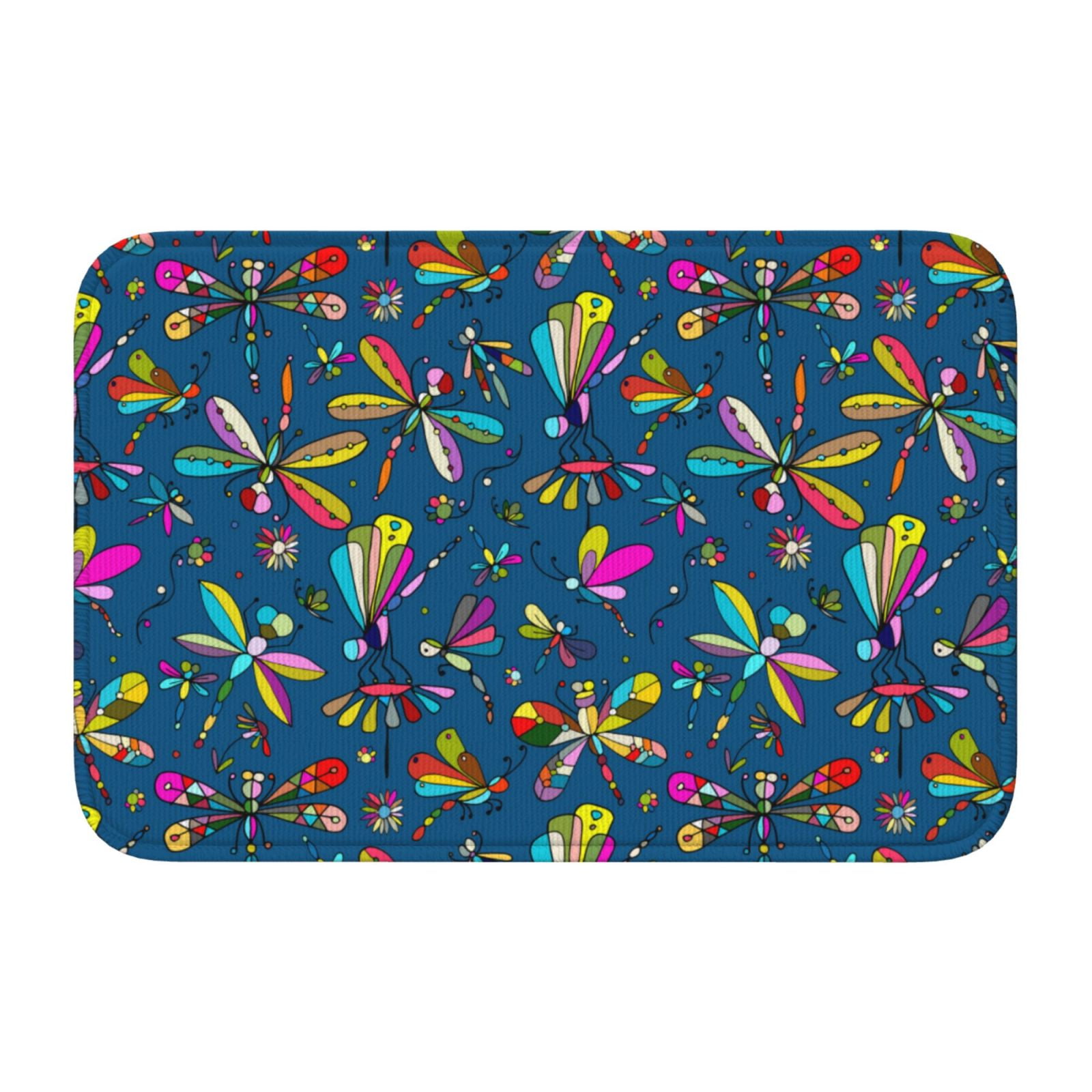 Front Door Mat Indoor/Outdoor Entrance - Colorful Dragonfly Butterfly ...
