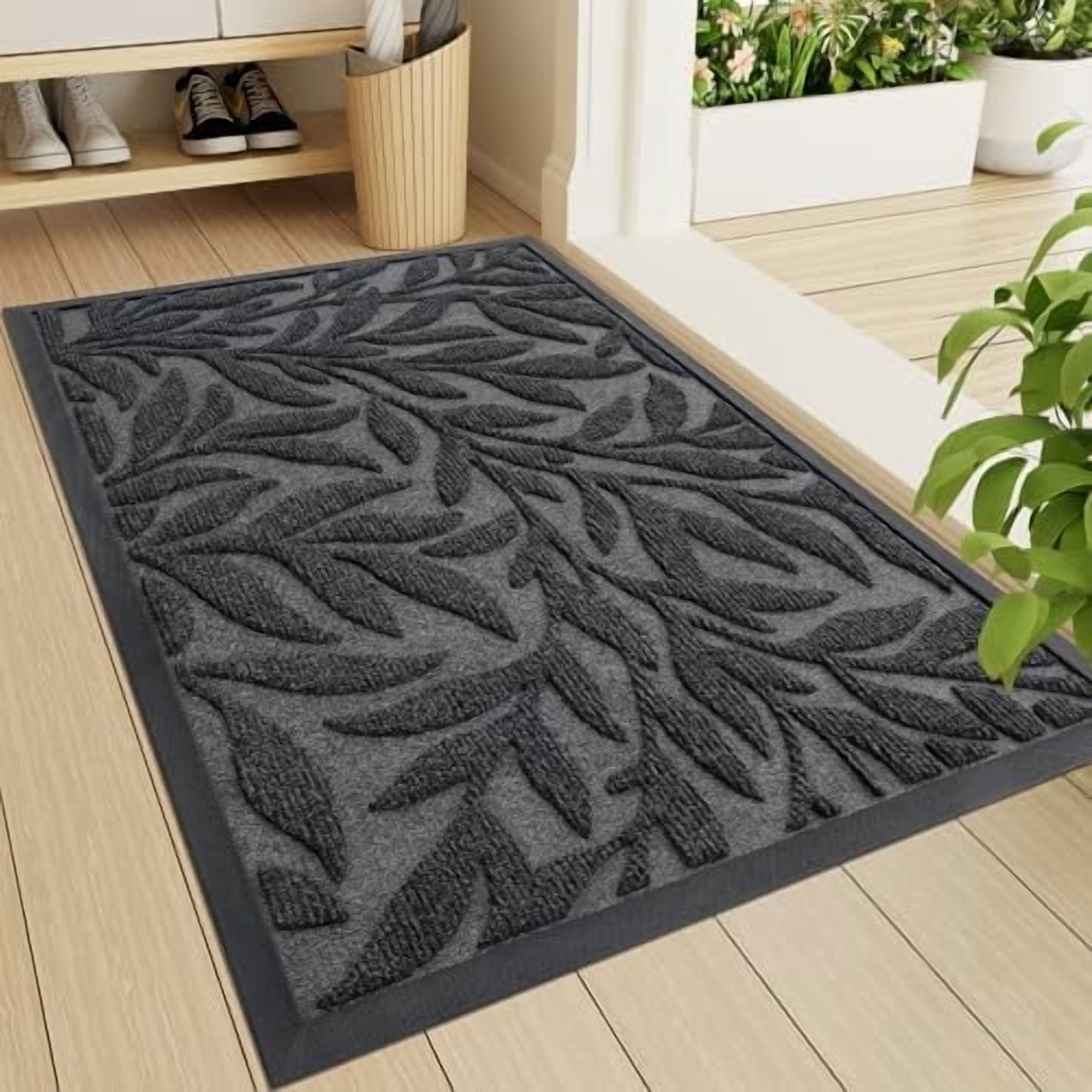 Front Door Mat Indoor Outdoor Entrance, Heavy Duty Natural Rubber, Trap ...