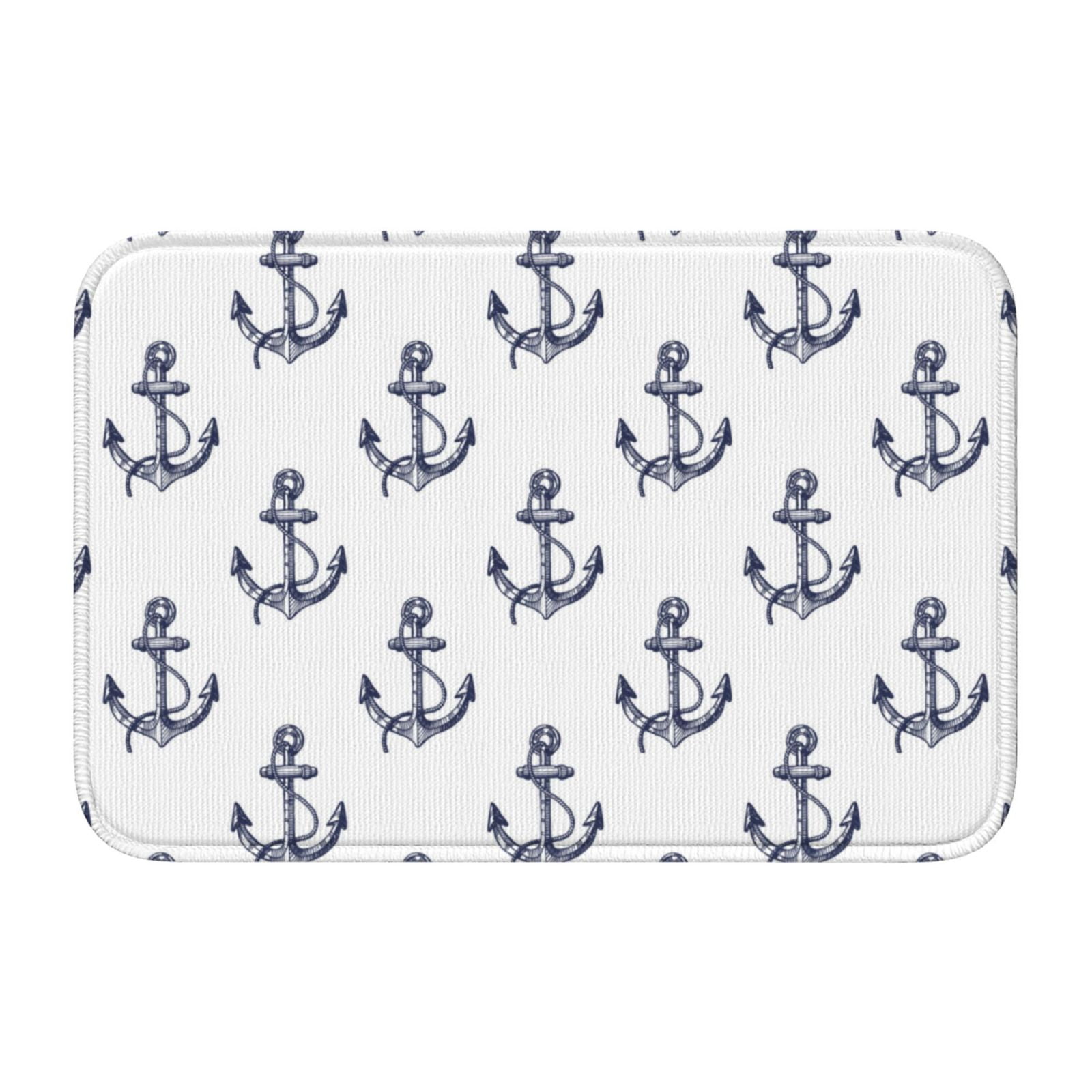 Front Door Mat Indoor/Outdoor Entrance - hand drawn anchors white ...