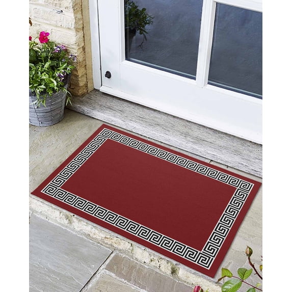 Front Door Mat Indoor Outdoor Greek Geometric Inspired Twist Line Non ...