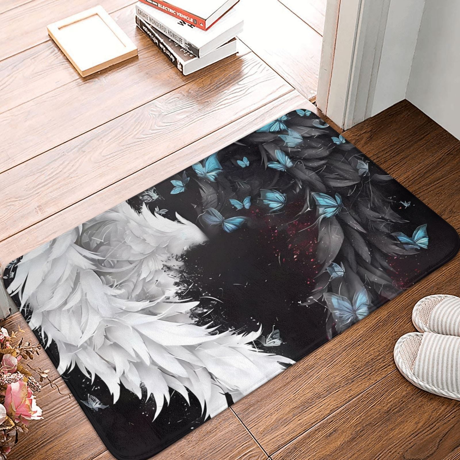 Front Door Mat Indoor Outdoor Outside Entrance - Butterfly Angel Wings ...