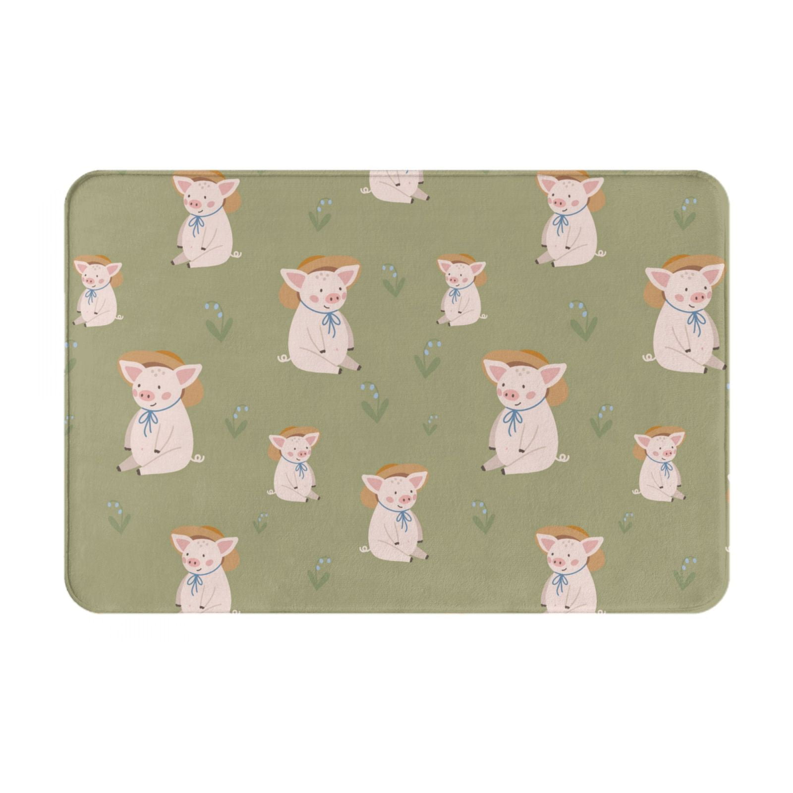 Front Door Mat Indoor Outdoor Outside Entrance - Cowboy Hat Cute Pig ...