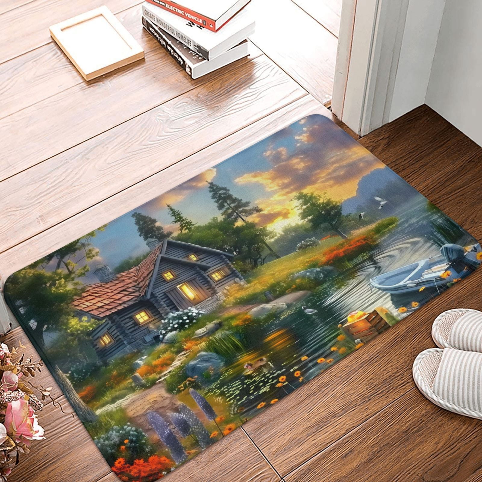 Front Door Mat Indoor Outdoor Outside Entrance - Cozy Cottage Lakeside ...