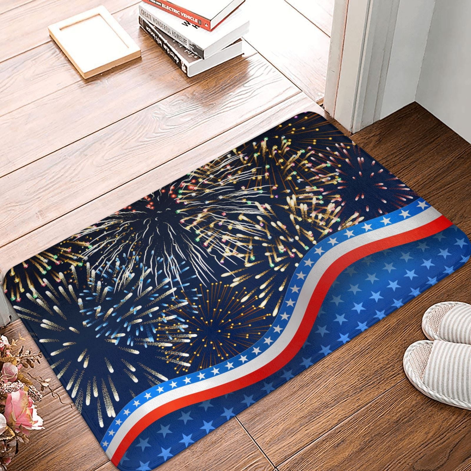Front Door Mat Indoor Outdoor Outside Entrance - Fireworks 16*24in ...