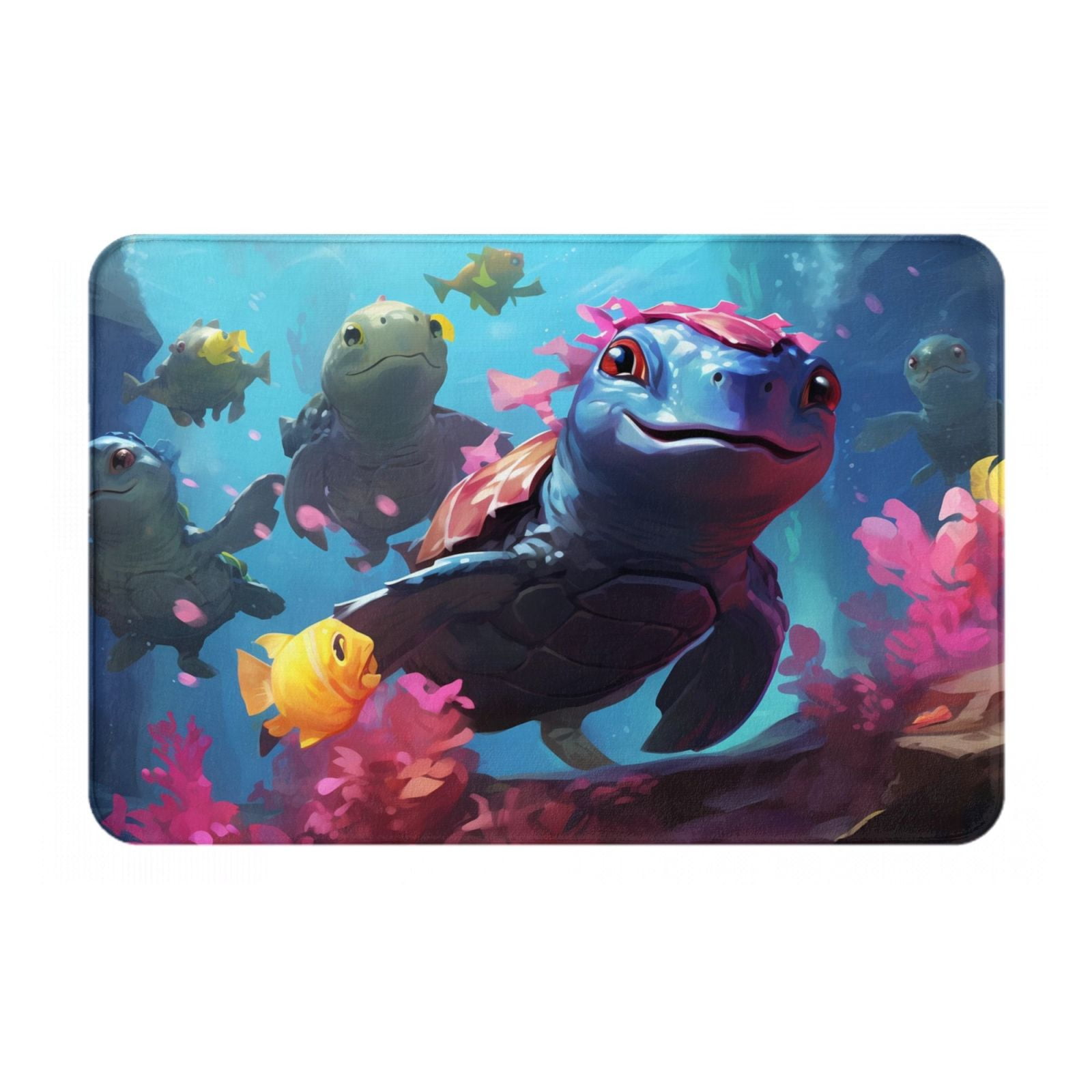 Front Door Mat Indoor Outdoor Outside Entrance - Lively Cute Turtle 16 ...