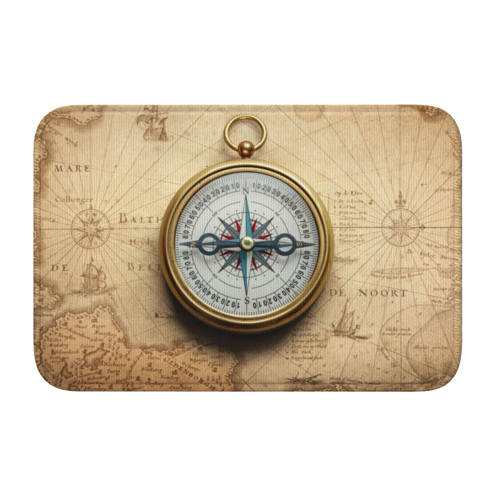 Front Door Mat Indoor Outdoor Outside Entrance - Magnetic Old Compass ...