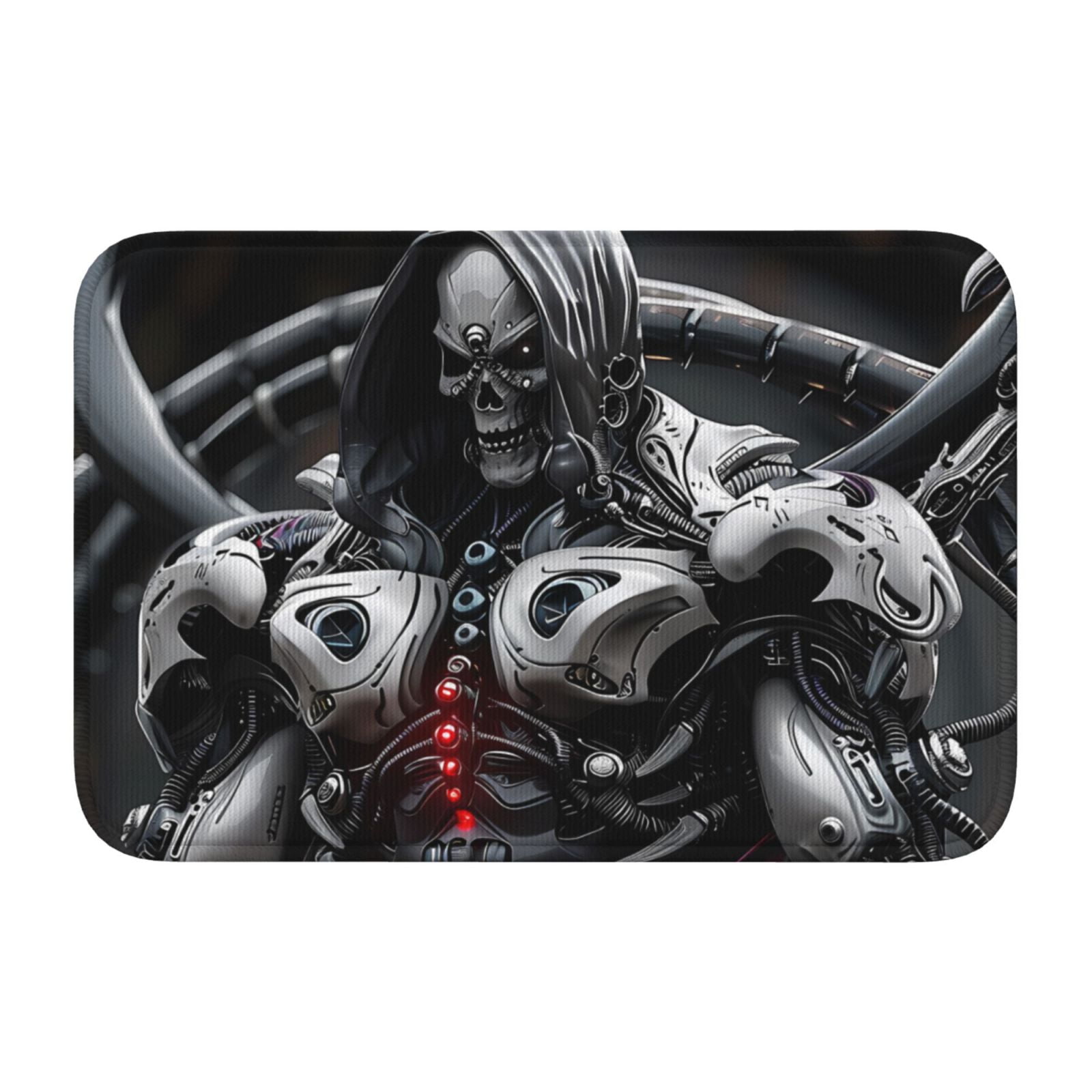 Front Door Mat Indoor Outdoor Outside Entrance - Mecha Skeleton Warrior ...