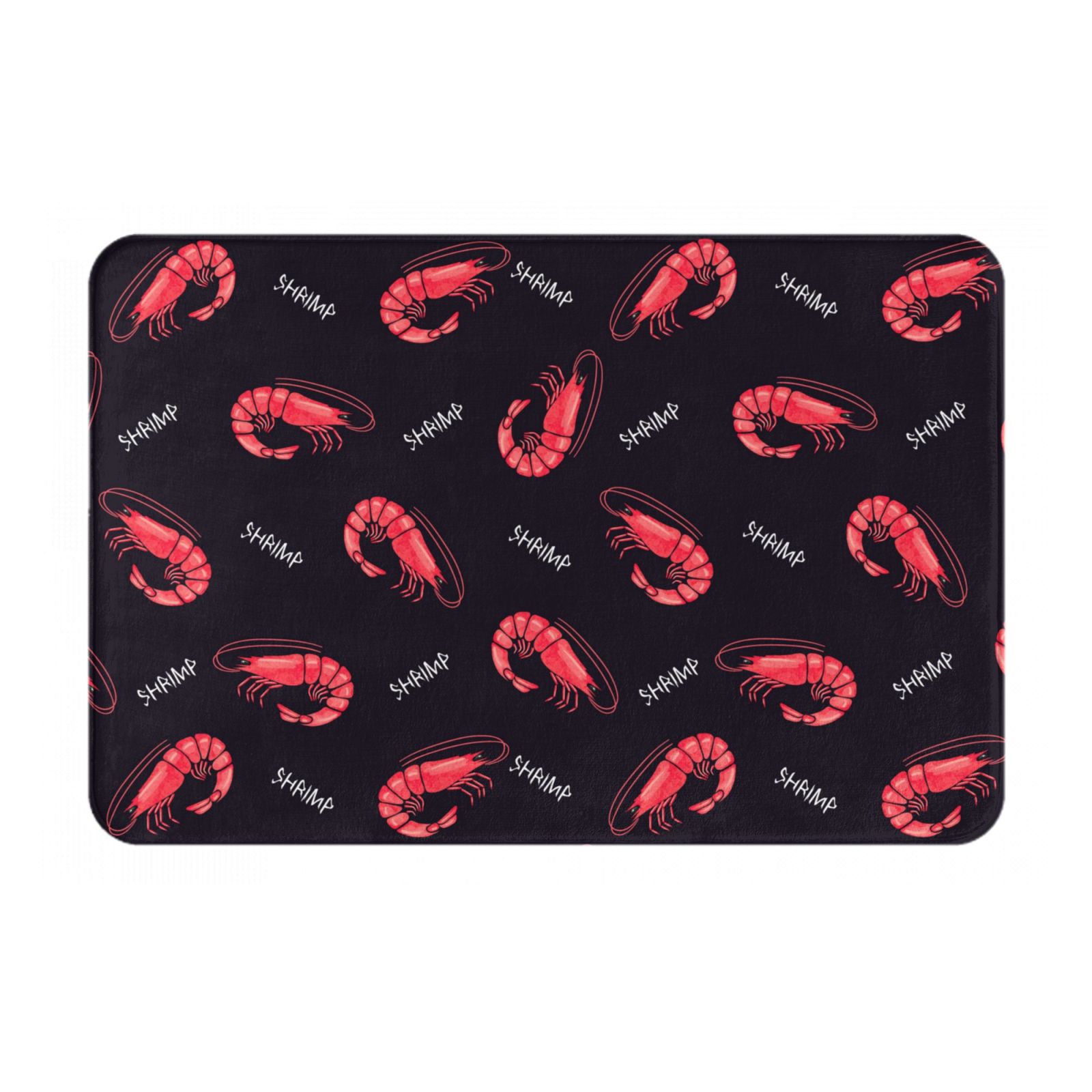 Front Door Mat Indoor Outdoor Outside Entrance - Red Shrimp Print Black ...