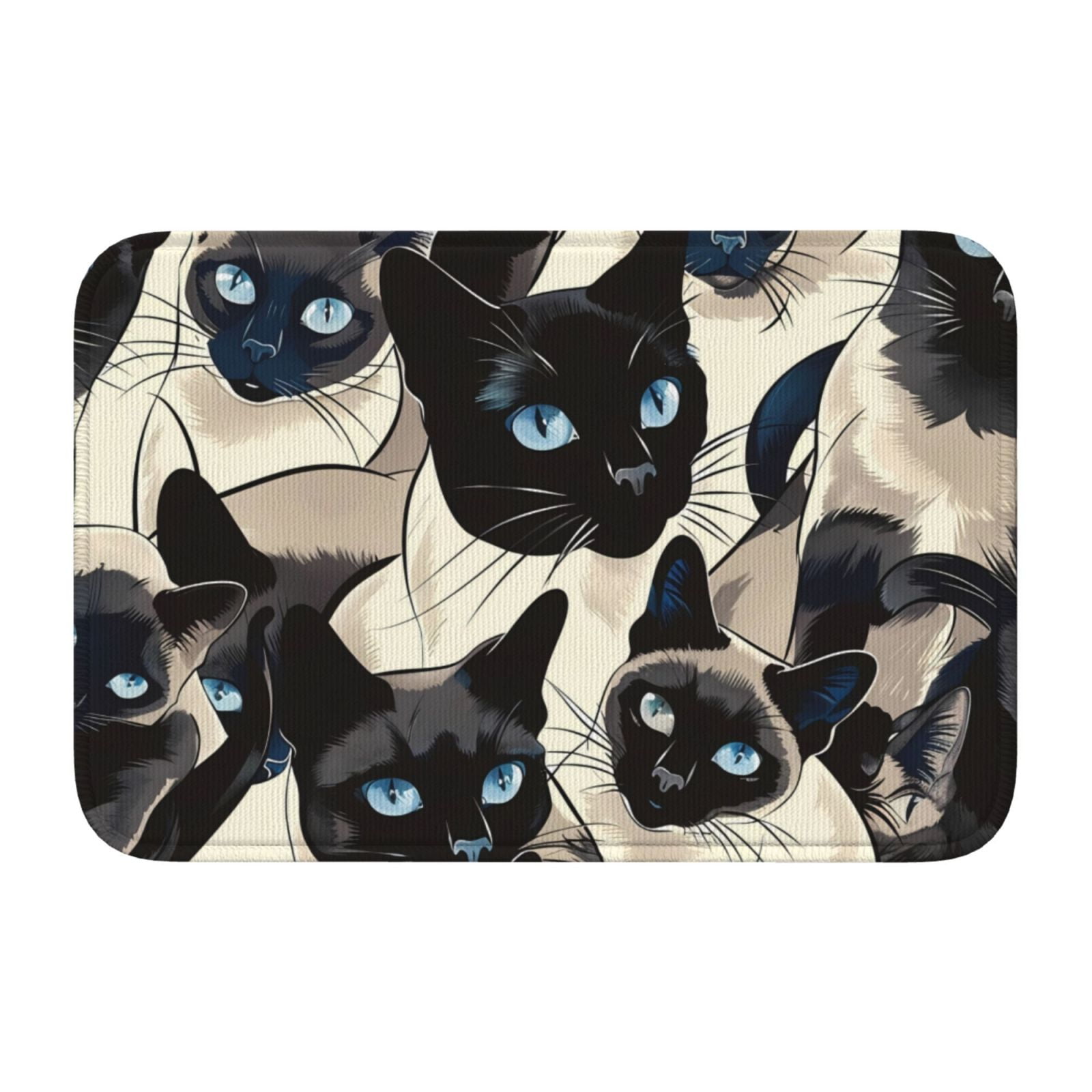Front Door Mat Indoor Outdoor Outside Entrance - Siamese Cat Blue Eyes ...