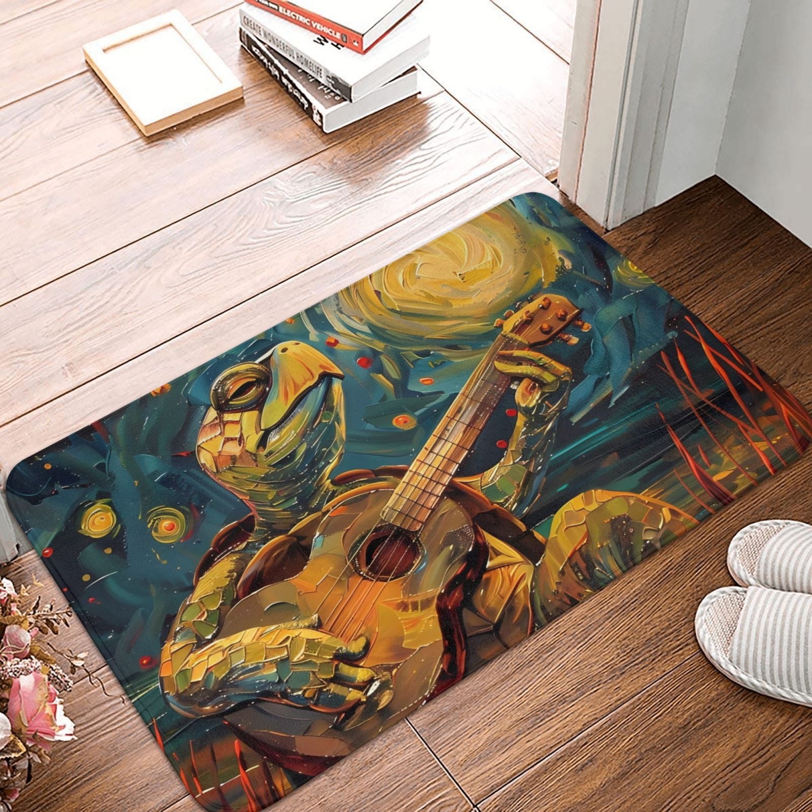 Front Door Mat Indoor Outdoor Outside Entrance - Starry Night Guitar ...