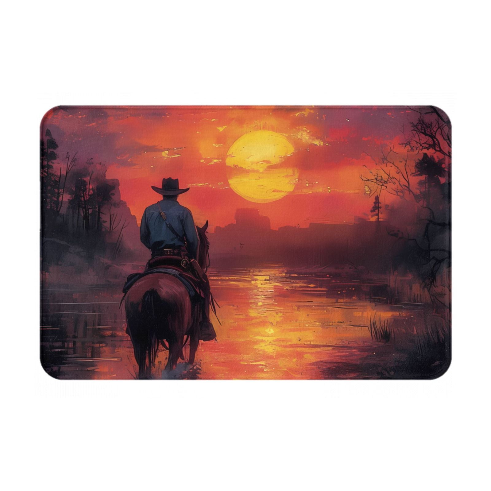 Front Door Mat Indoor Outdoor Outside Entrance - Sunset River Western ...